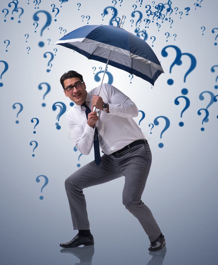 Uncertainty Concept with Businessman and Question Marks Stock Image ...