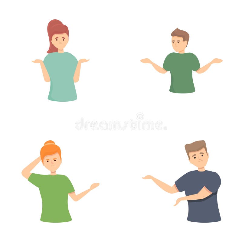 Uncertainty Icons Set Cartoon Vector. Various Character Does Not Know ...