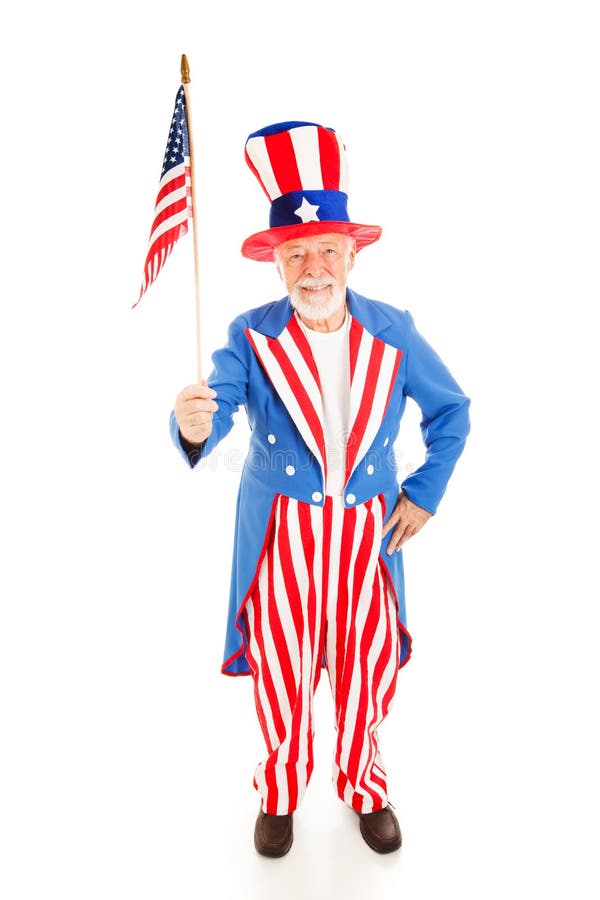 Uncle Sam with American Flag Stock Photo - Image of july, goatee: 9738376