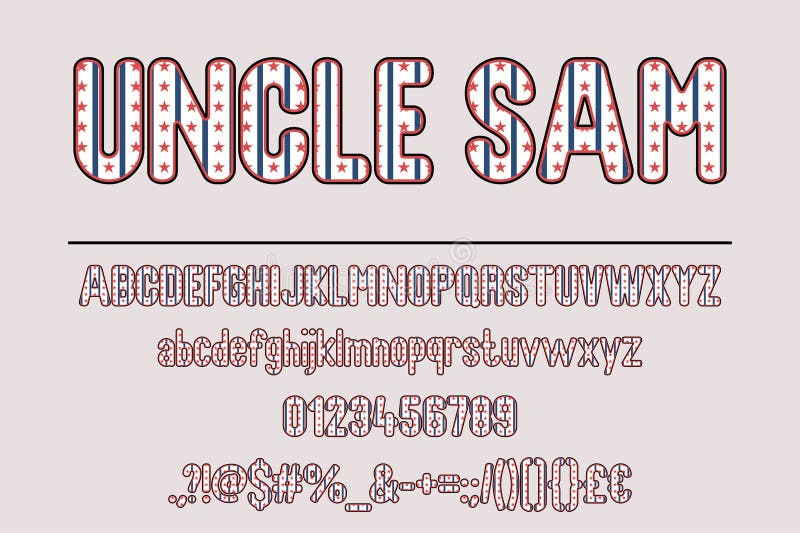 Uncle Sam with American Flag Color Font Set. Alphabet Design Stock ...