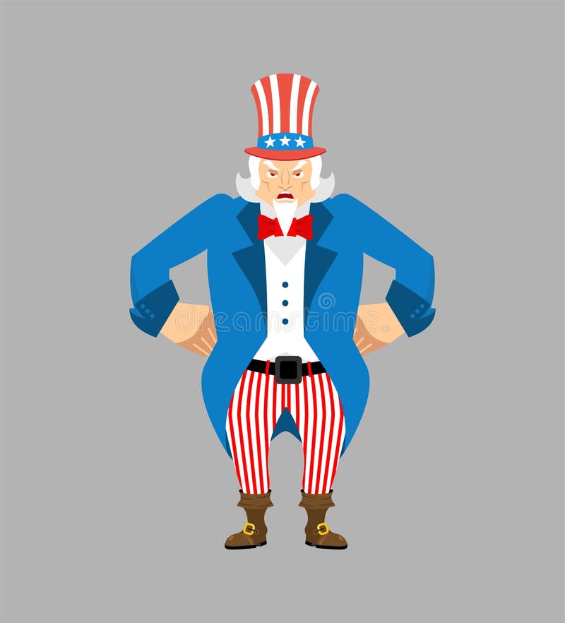 Uncle Sam Angry. Man Evil Emotions Avatar Stock Vector - Illustration ...