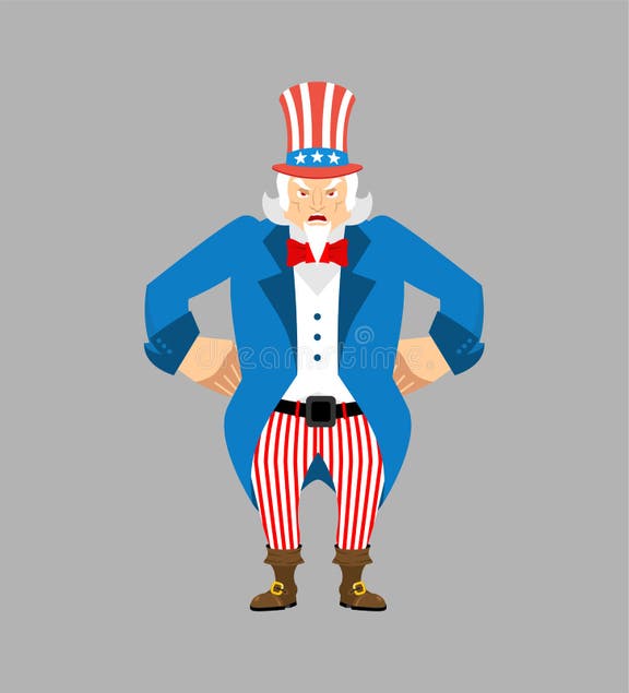 Uncle Sam Angry. Man Evil Emotions Avatar Stock Vector - Illustration ...