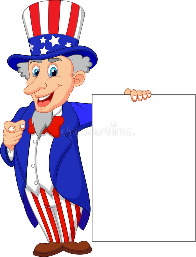 Uncle Sam Cartoon with Blank Sign Stock Vector - Illustration of ...