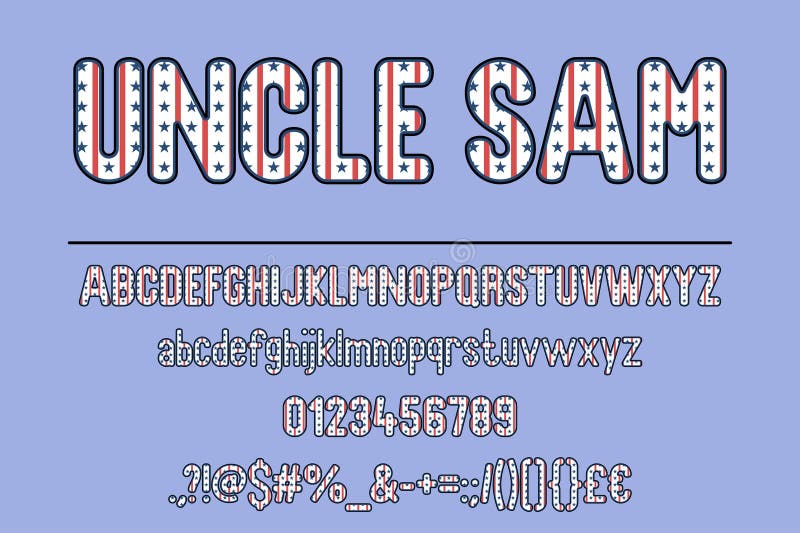 Uncle Sam Color Font Set stock vector. Illustration of typography ...
