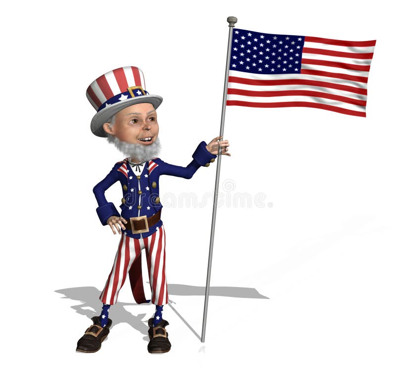 Uncle Sam Displays the US Flag Stock Illustration - Illustration of ...