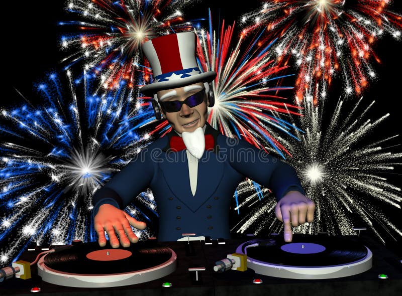 Uncle Sam DJ - Fireworks stock illustration. Illustration of house ...