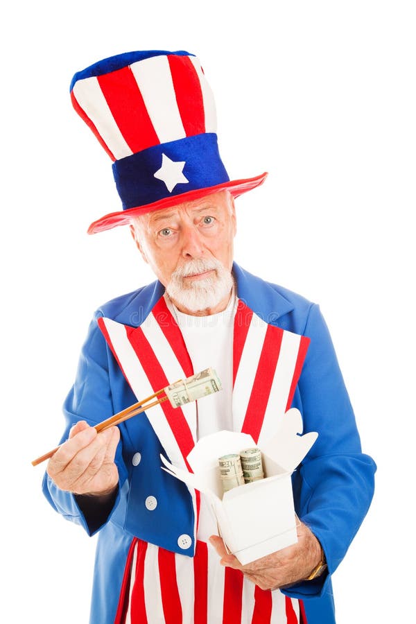 Uncle Sam Eats Dim Sum stock photo. Image of metaphor - 10505282