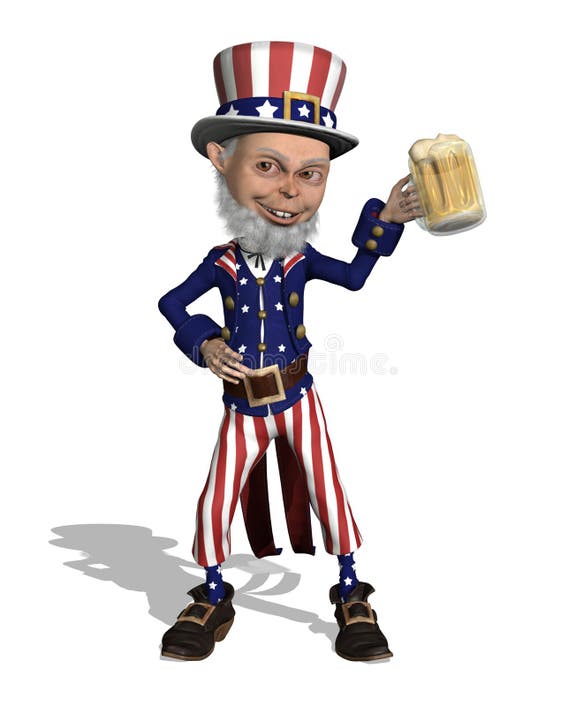 Uncle Sam Enjoying a Beer stock illustration. Illustration of flag ...