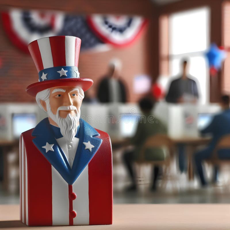 Uncle Sam in Front of a Ballot Box with a Ballot Digital Art Stock ...