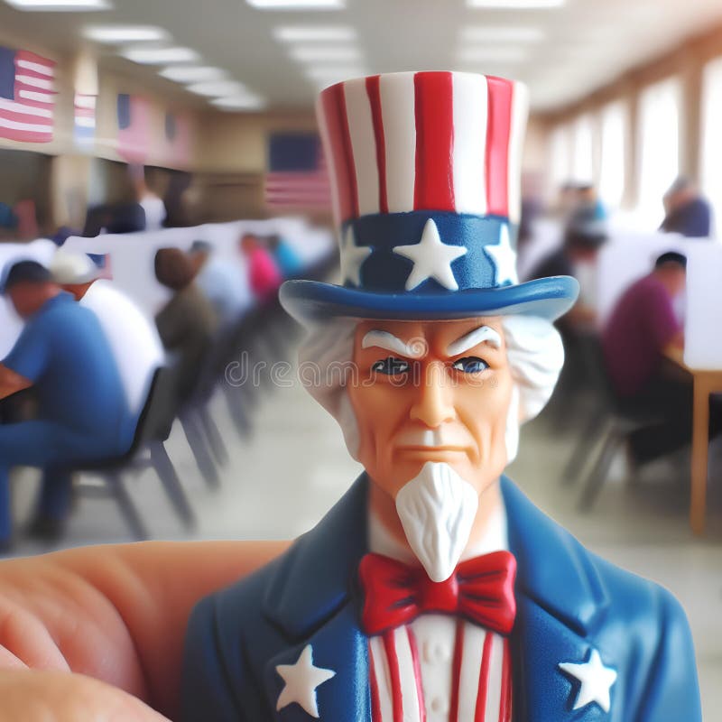 Uncle Sam in Front of a Ballot Box with a Ballot Digital Art Stock ...