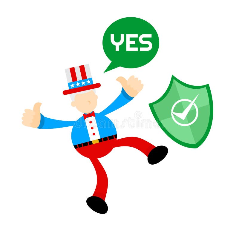 Uncle Sam America Green Shield Checklist Protection Security Cartoon ...