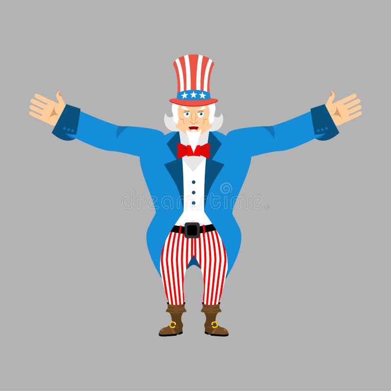 Uncle Sam Happy. Man Merry Emotions. Uncle Sam Joyful Stock Vector ...