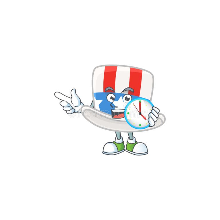 Uncle Sam Hat Cartoon Character Style with a Clock Stock Vector ...