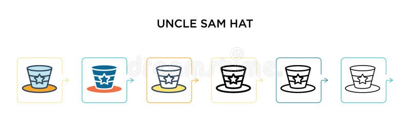 Uncle Sam Hat Vector Icon in 6 Different Modern Styles. Black, Two ...