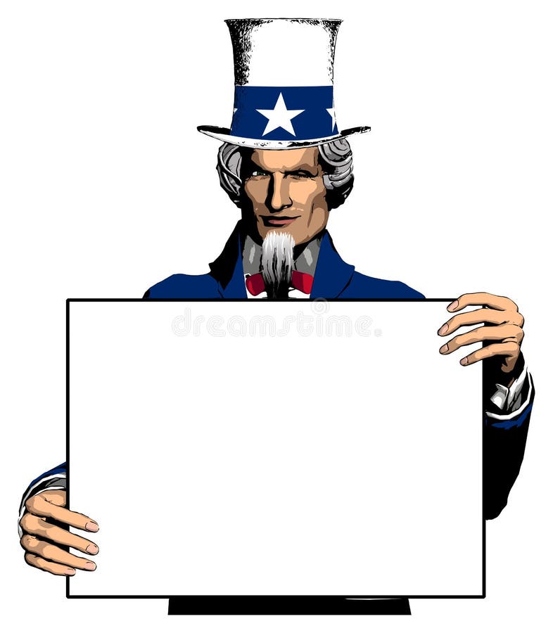 Uncle Sam holding a sign stock vector. Illustration of blank - 9352264