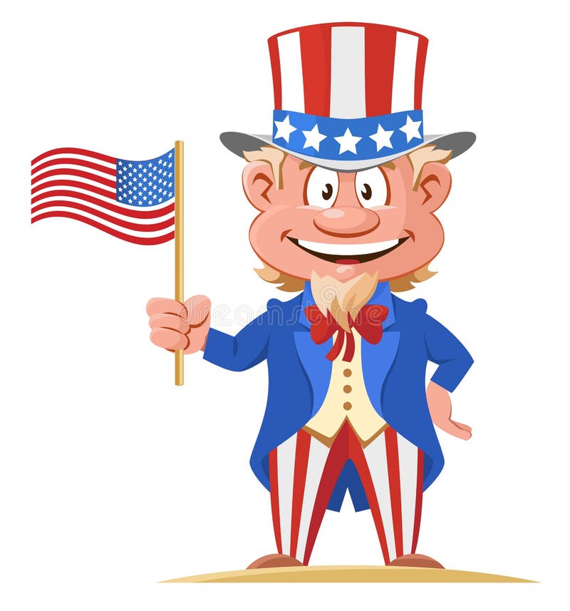 Presidents Day. Cartoon Uncle Sam and American Eagle Holding American ...