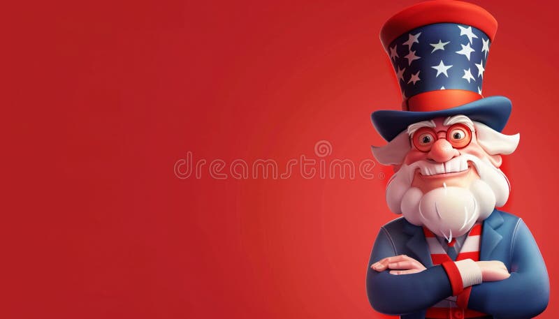 Uncle Sam Image on Red Background with Copy Space for American ...