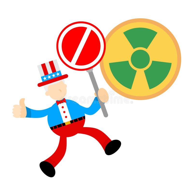 Uncle Sam America Stop Nuclear Activity Sign Cartoon Doodle Flat Design ...