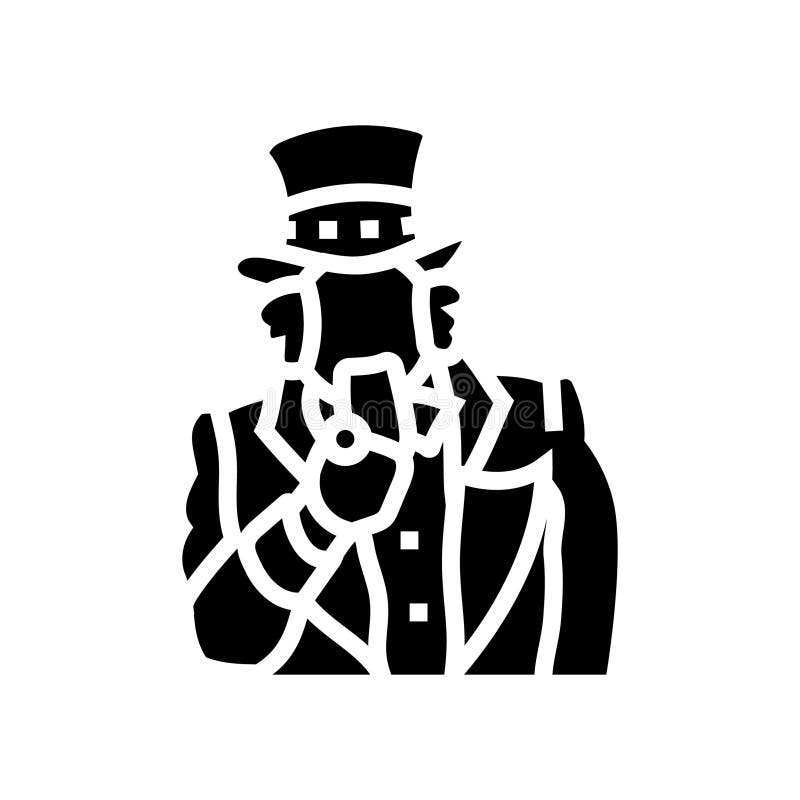 Uncle Sam Pointing Pose Glyph Icon Vector Illustration Stock Vector ...
