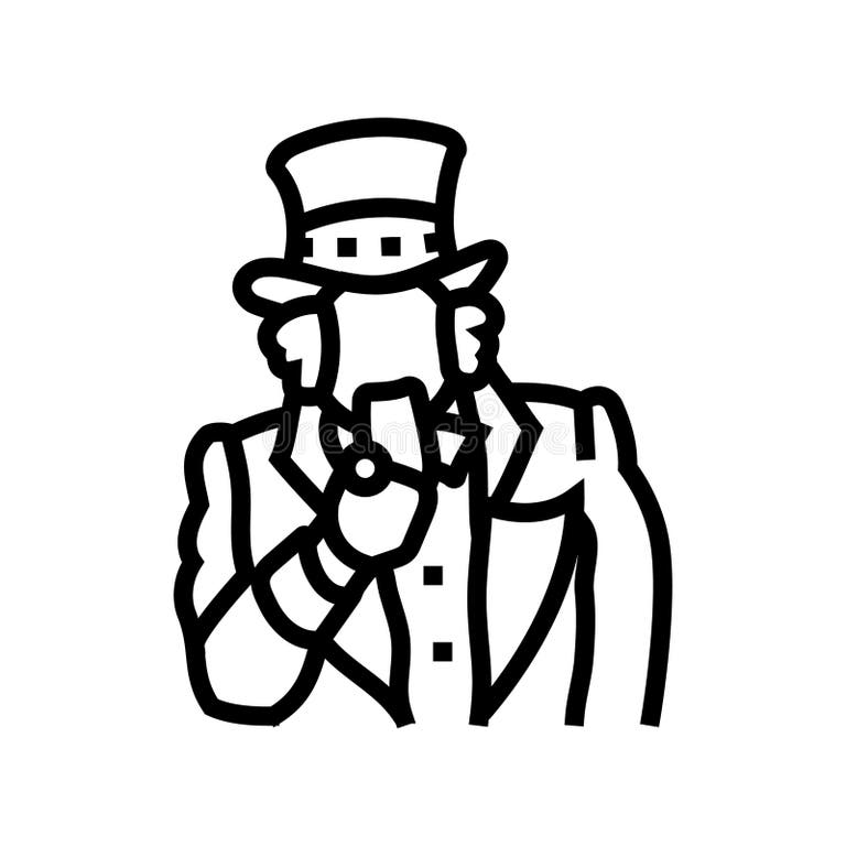 Uncle Sam Pointing Pose Line Icon Vector Illustration Stock Vector ...