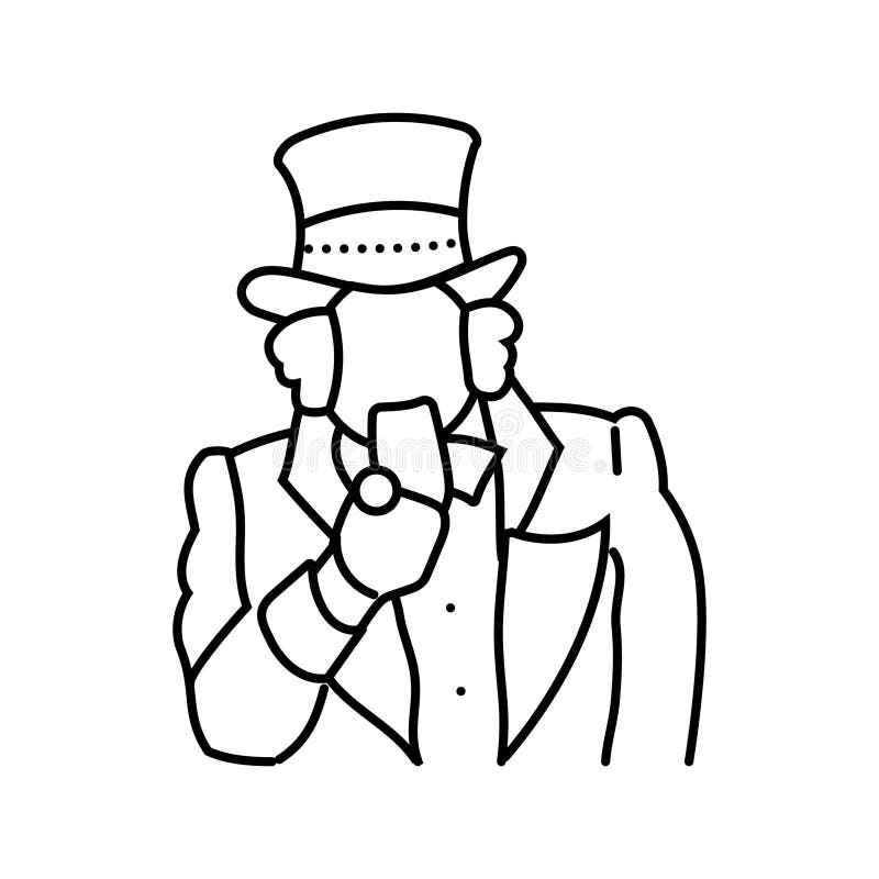 Uncle Sam Pointing Pose Line Icon Vector Illustration Stock ...