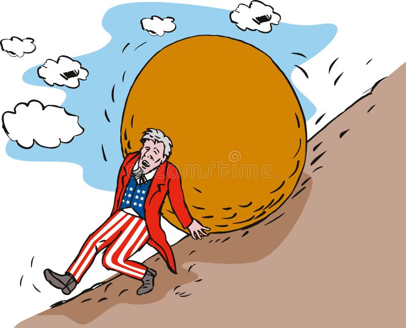 Uncle Sam Pushing Up a Rock Stock Illustration - Illustration of ...
