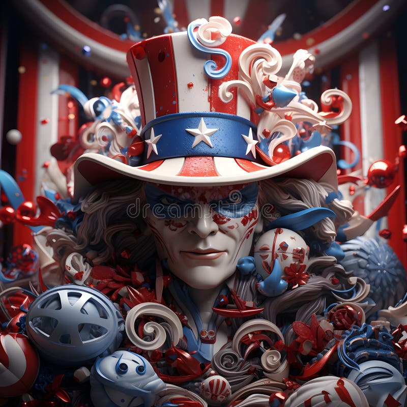 Uncle Sam in Red Hat and Mask - 3D Rendering - AI Generated Stock ...