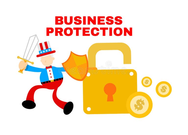 Uncle Sam America and Business Security Protection Padlock Cartoon ...