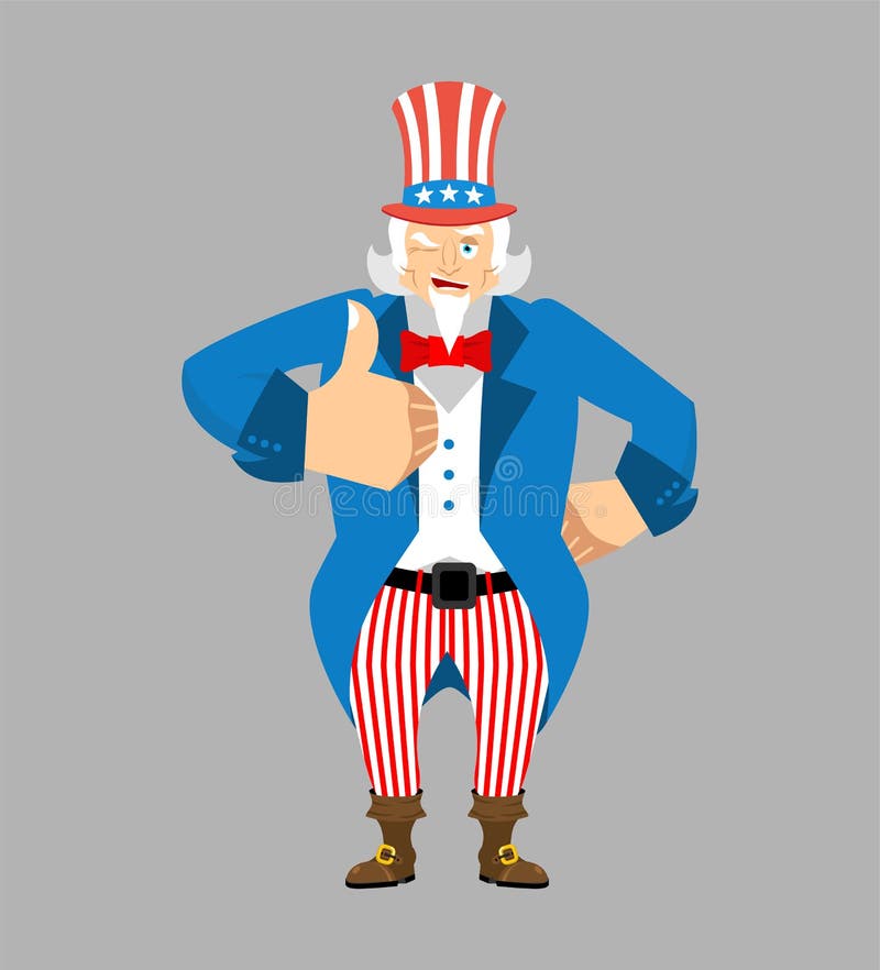 Uncle Sam Thumbs Up and Winks. Man Happy Emoji Stock Vector ...