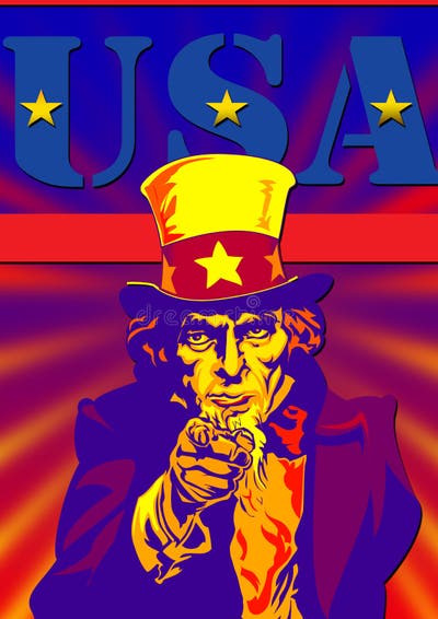 Uncle Sam with usa stock illustration. Illustration of fourth - 3856071