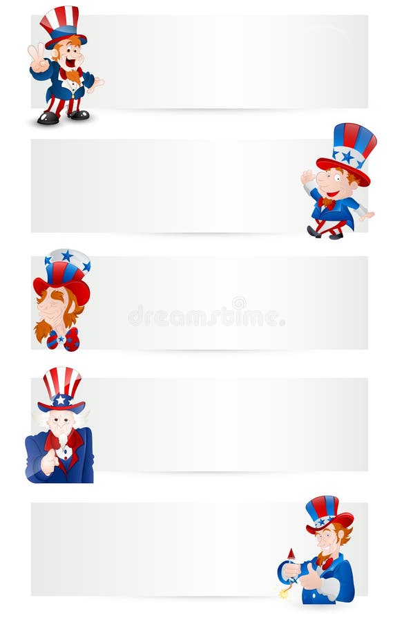 Uncle Sam Vector Banners stock illustration. Illustration of holiday ...
