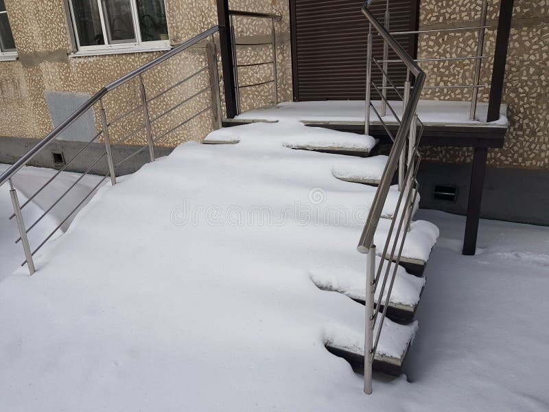 Uncleaned Porch and Stairs in the Snow Stock Photo - Image of room ...