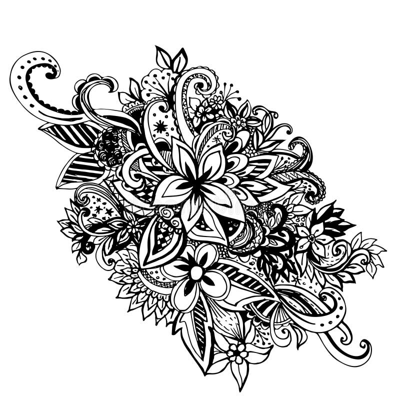 Uncolored Hand Drawn Lined Pattern Stock Illustration - Illustration of ...