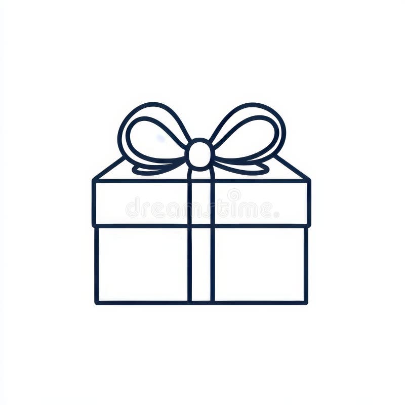 An Uncomplicated Drawing of a Square Gift Box, Complete with a Bow ...