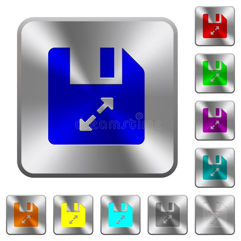 Uncompress File Rounded Square Steel Buttons Stock Vector ...