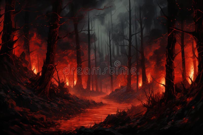 Uncontrollable Burning Forest. Generate Ai Stock Image - Image of ...