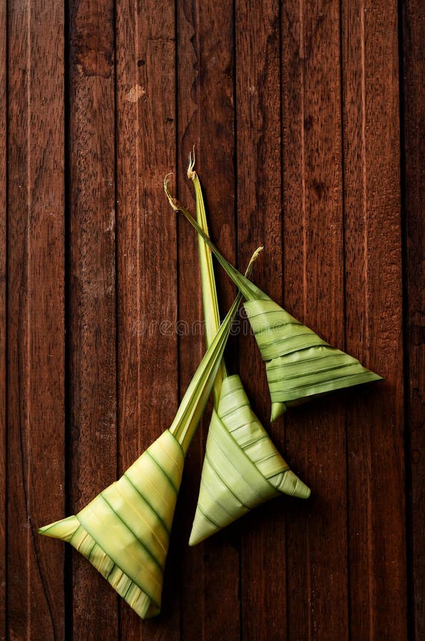 Uncook Malay Dish Ketupat Daun Palas or Rice Dumpling. Glutinous Rice ...