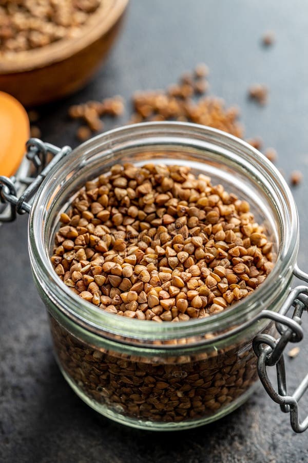 Uncooked Buckwheat Grain in Jar Stock Image - Image of macro, meal ...