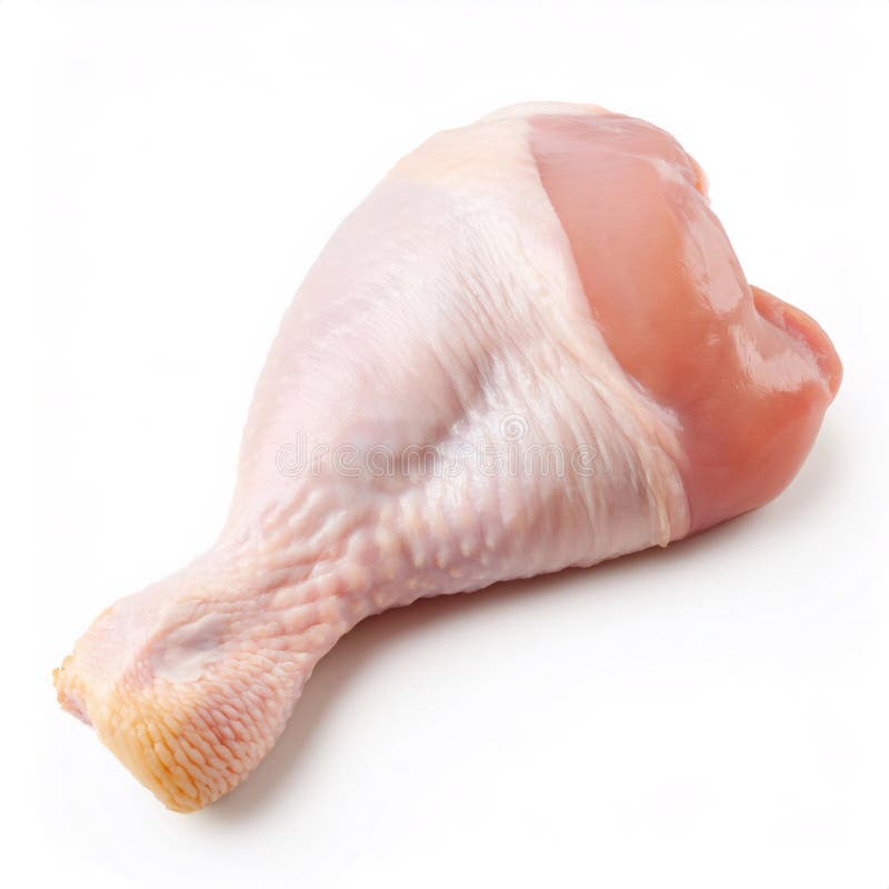 Fresh, Raw Chicken Drumstick Resting on a Clean White Background, Ready ...