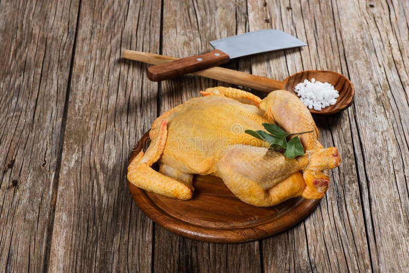 Uncooked Chicken on a Old Wooden Table Stock Photo - Image of cooking ...