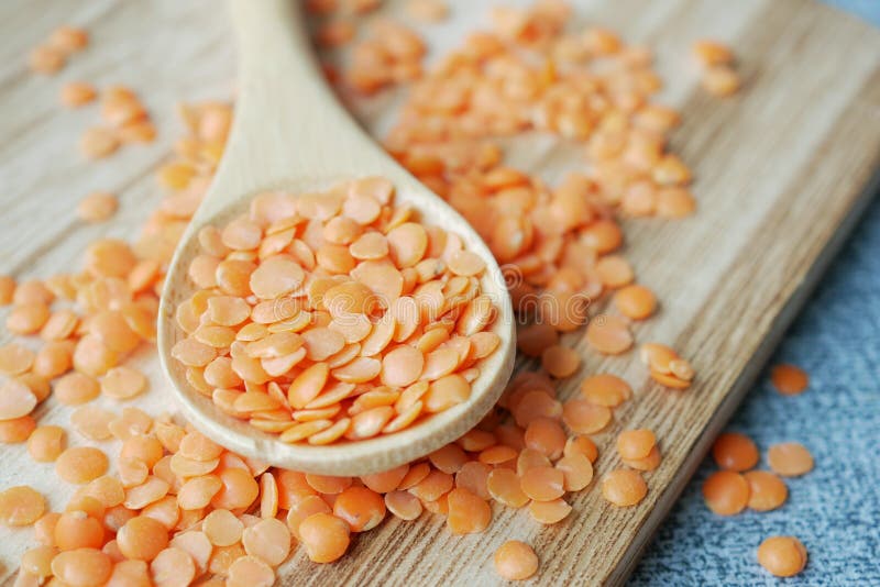 Uncooked Dhal on a Wooden Spoon on Table Stock Photo - Image of grain ...