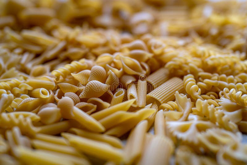 Uncooked Dry Pasta of Differing Types Stock Image - Image of meal ...