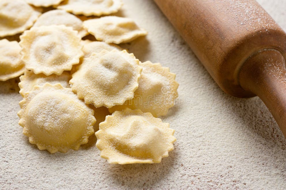 Uncooked homemade ravioli stock photo. Image of food - 23923460