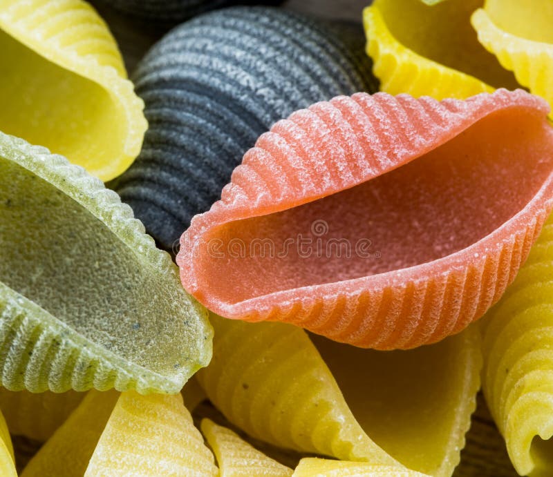 Uncooked Italian Conchiglie Pasta Stock Photo - Image of group, color ...