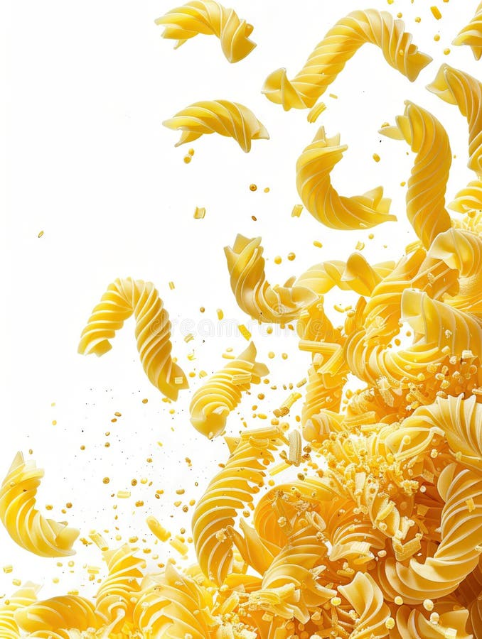 Uncooked Italian Pasta Falling Gracefully Against a White Backdrop ...