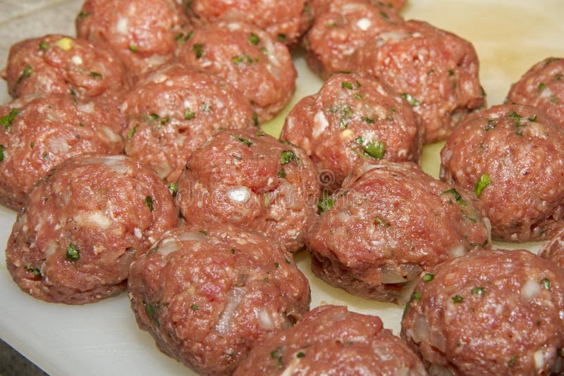Uncooked meatballs stock photo. Image of kitchen, fresh - 28027126