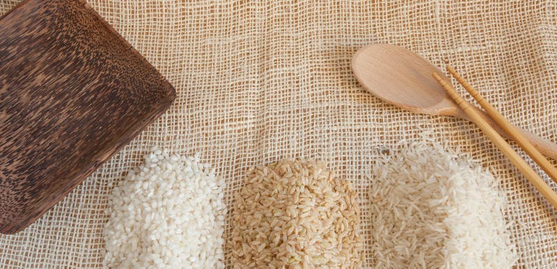 Uncooked Minerbe, Ribe and Basmati Rice Stock Photo - Image of white ...