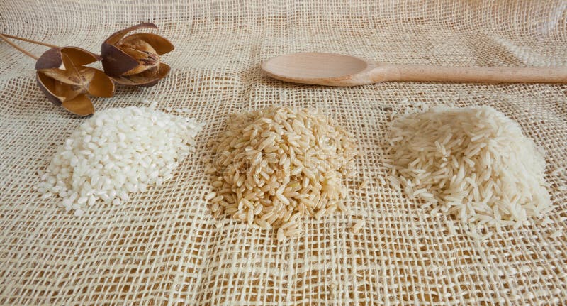 Uncooked Minerbe, Ribe and Basmati Rice Stock Image - Image of brown ...