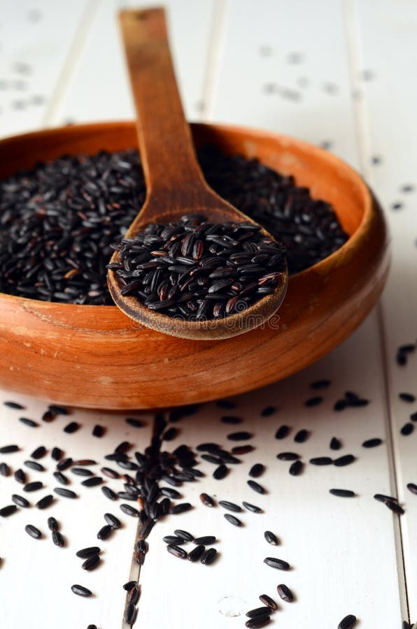 Uncooked, Organic Black Rice Stock Image - Image of agriculture, bowl ...