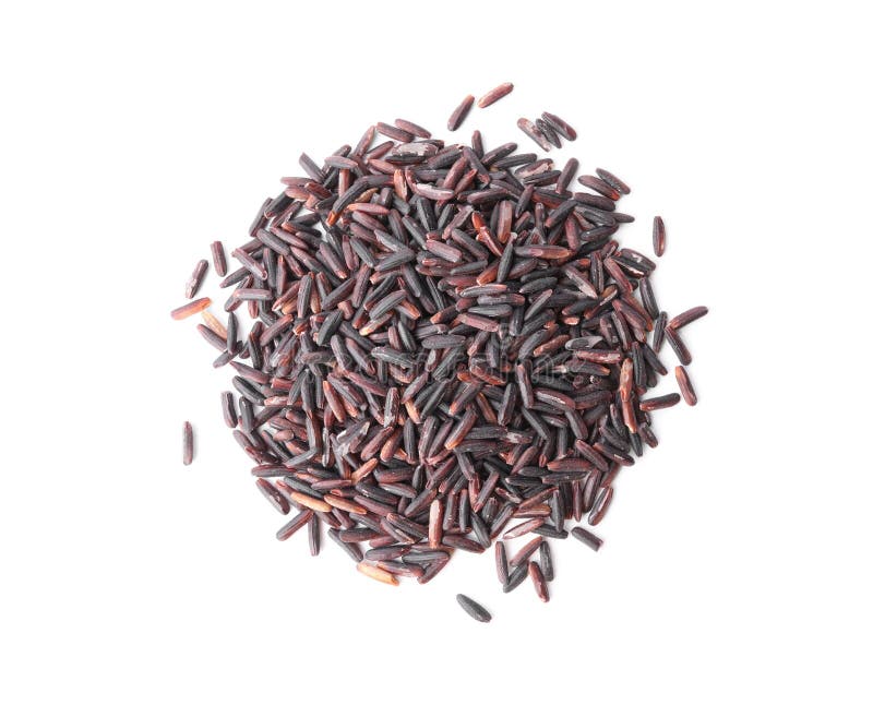 Uncooked Organic Brown Rice Isolated on White Stock Image - Image of ...